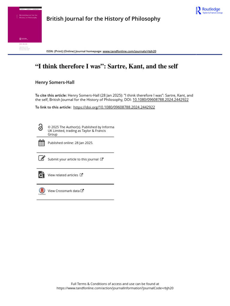 (Sarte) Sarte, Kant, and The Self | PDF | Transcendence (Philosophy ...