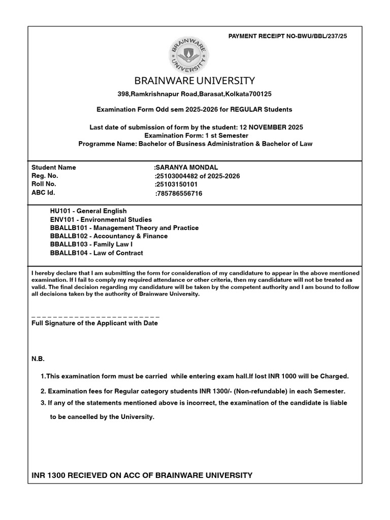 Student Examination Form - PDF | PDF