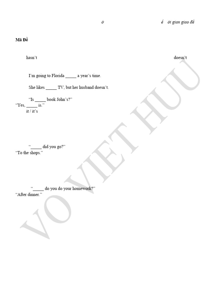 A1-A2 English Grammar Quiz | PDF