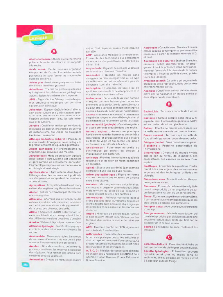 2nde SVT Lexique Bordas | PDF