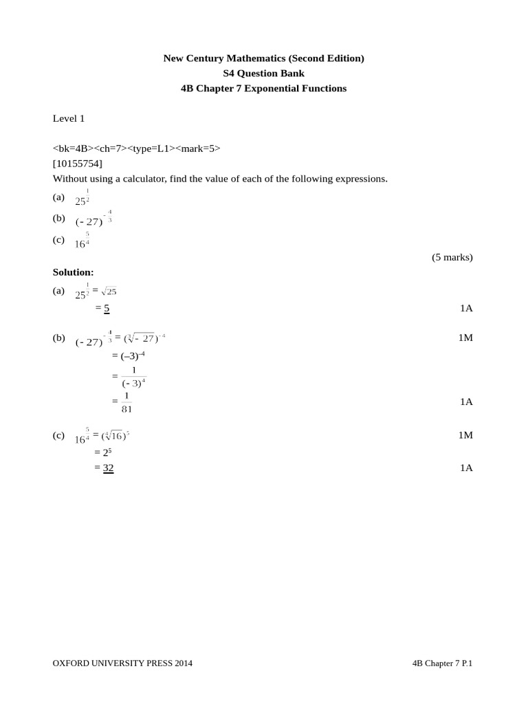 Exponential Functions Question Bank | PDF | Function (Mathematics ...