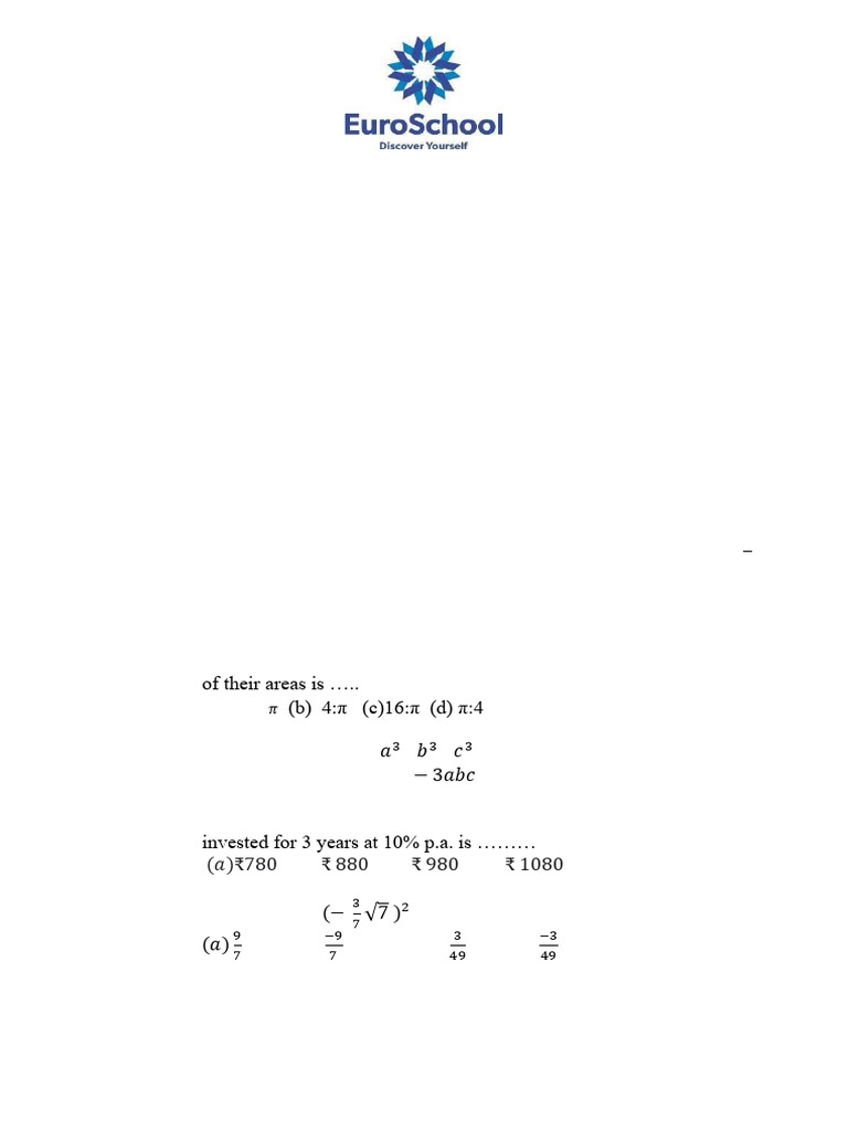 PP1_FA1_Grade 9_Math_QP_2024-25 | PDF | Rational Number | Area