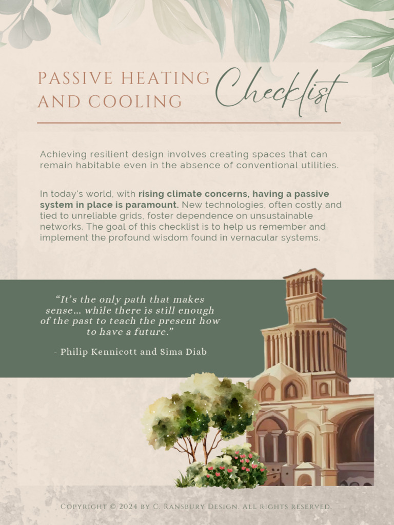 Passive Heating and Cooling Checklist (1) | PDF | Wound | Window
