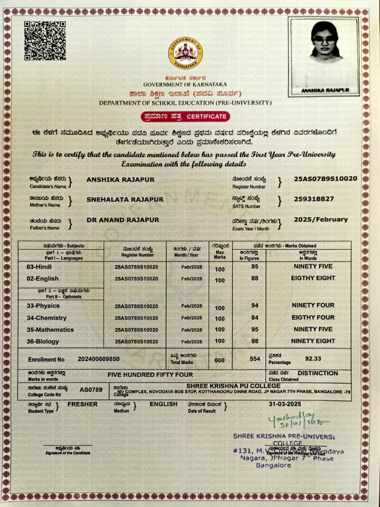 Pre-University Education Certificate | PDF