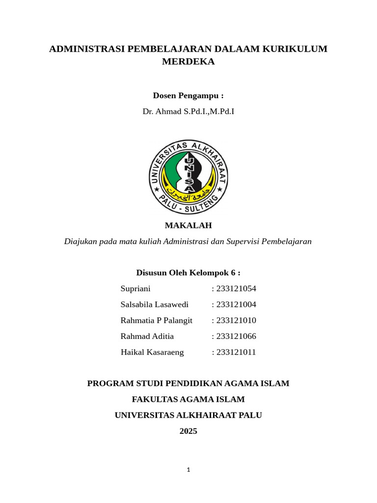 ADMINISTRASI PEMBELAJARAN DALAAM KURIKULUM MERDEKA KELOMPOK 6 | PDF