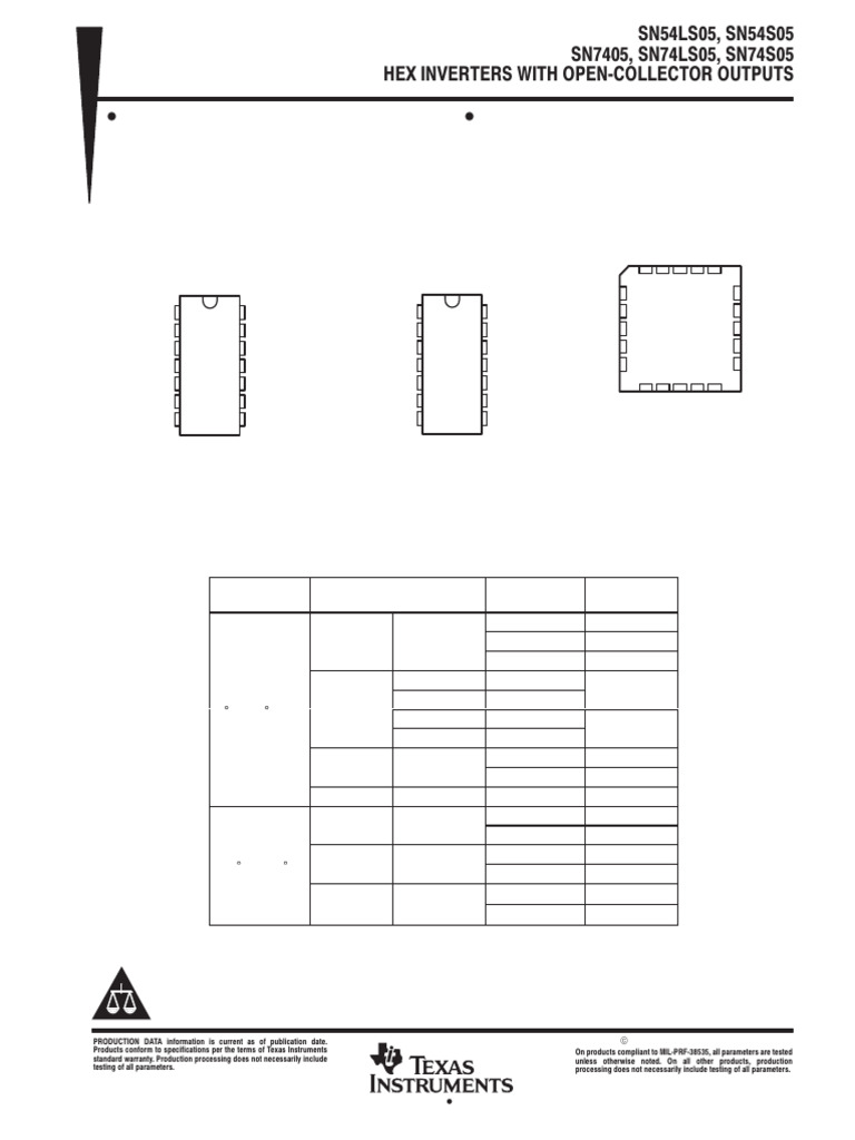 SN 7405 | PDF | Electrical Engineering | Electronics