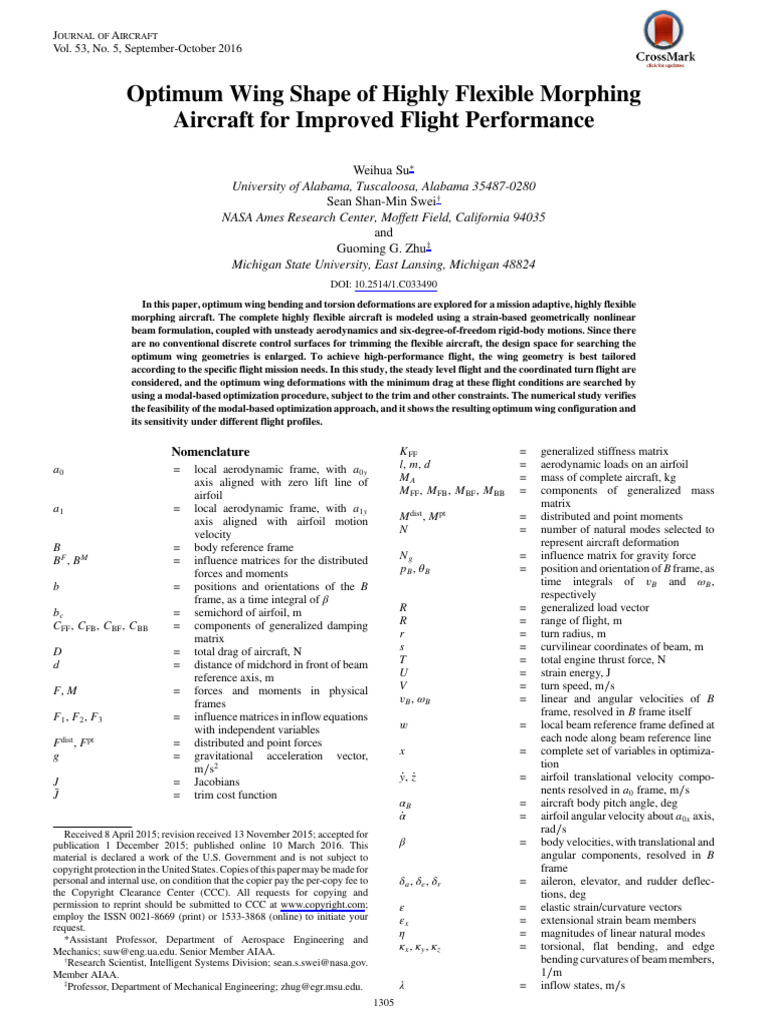 Optimum Wing Shape of Highly Flexible Morphing | PDF | Wing | Force