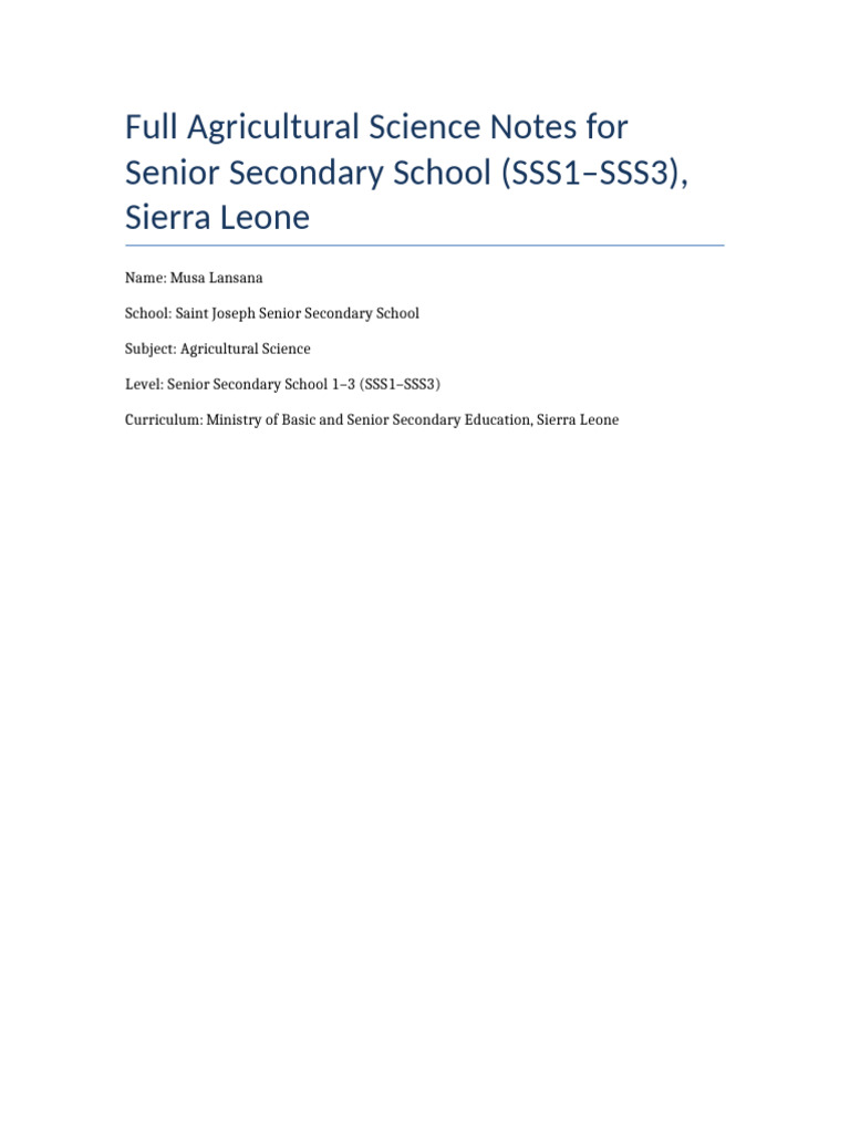 Comprehensive Agricultural Science Notes | PDF | Agriculture ...