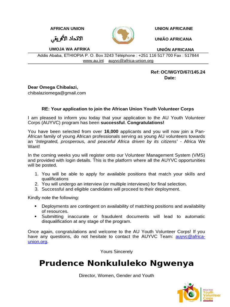 2024 AUYVC Notification Letter | PDF