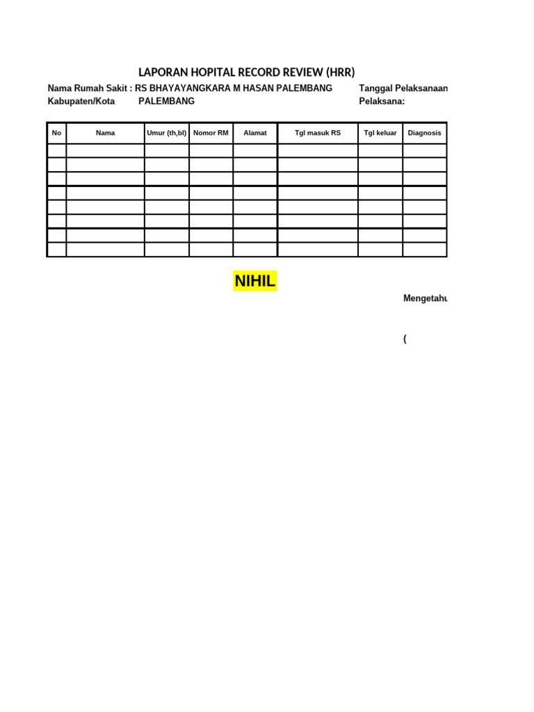 Form HRR Minggu (Juni) Ruang Presisi | PDF