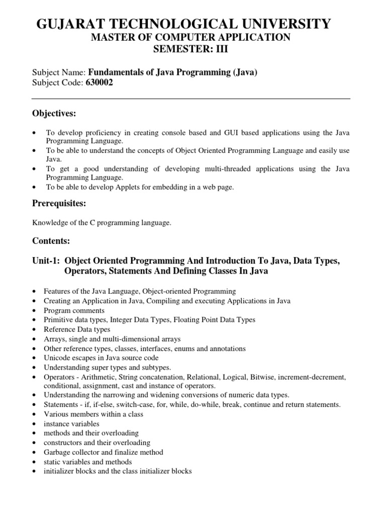 Fundamentals of Java Programming | PDF | Java (Programming Language ...