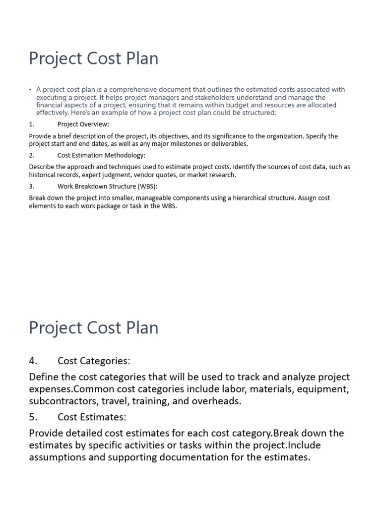 Comprehensive Project Cost Plan Guide | PDF | Return On Investment ...