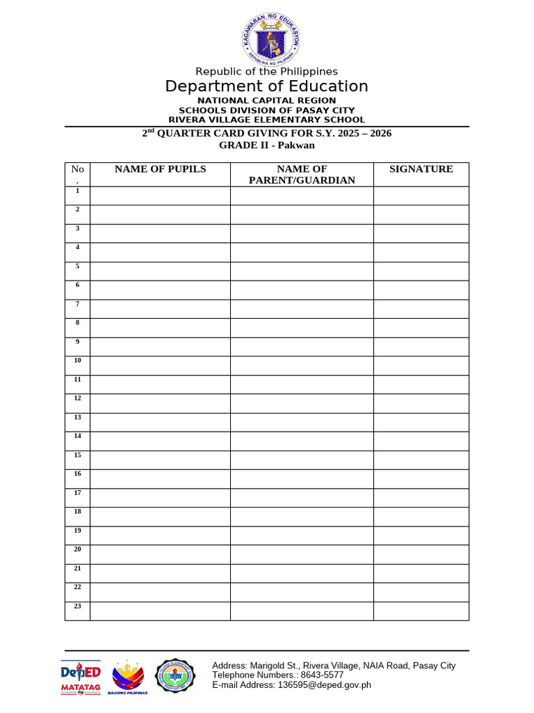 1st Quarter Card Giving Attendance | PDF