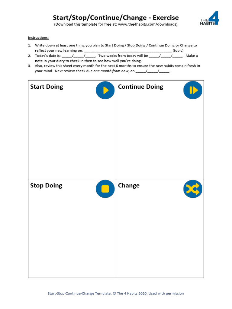 Start Stop Continue Change Template | PDF