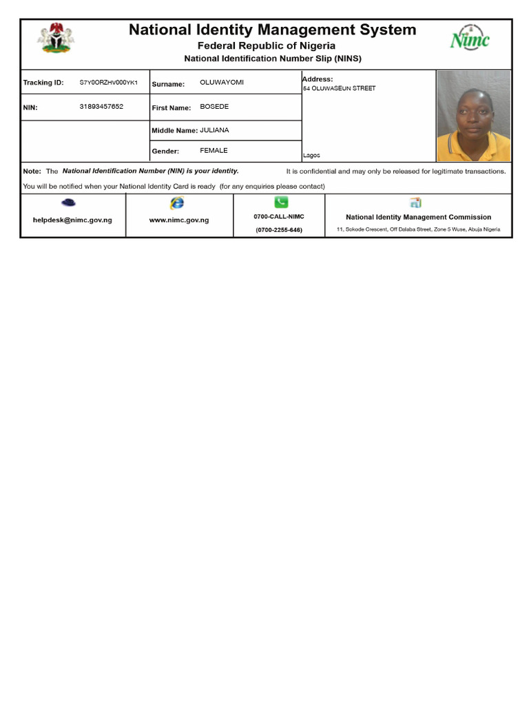 Bosede Oluwayomi Long Slip | PDF