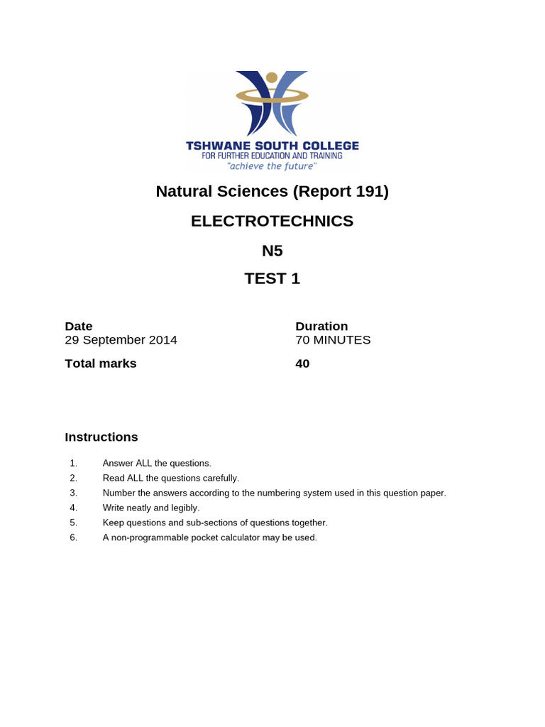 Electrotechnics n5 Test 1 | PDF | Electrical Network | Series And ...