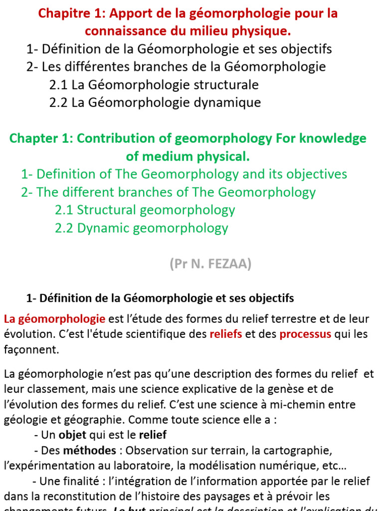 Introduction à la géomorphologie terrestre | PDF | Géomorphologie ...
