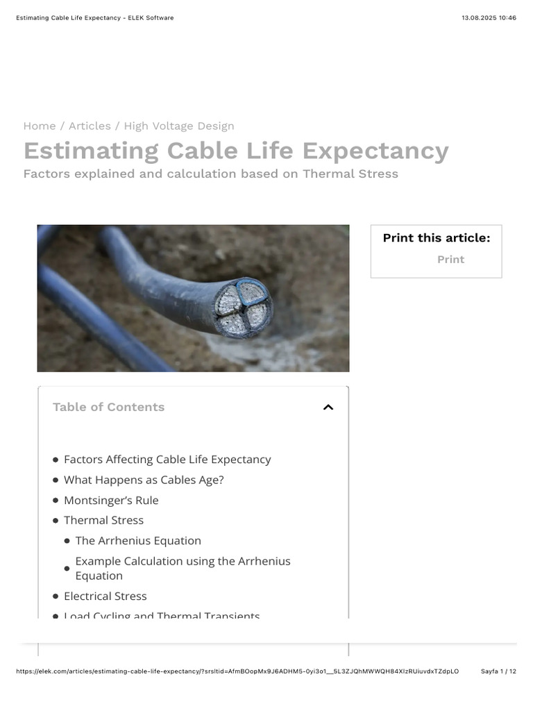 Estimating Cable Life Expectancy - ELEK Software | PDF | High Voltage Direct Current | Insulator ...