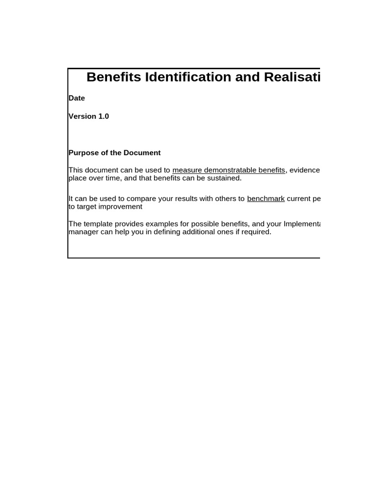 Benefits Realisation Plan | PDF | Pregnancy