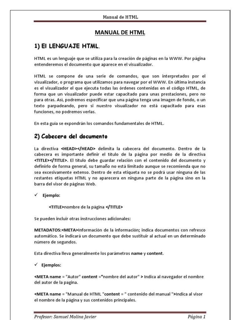 Manual de HTML | PDF | Hipervínculo | HTML
