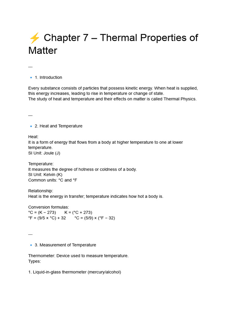 Chapter 7 - Thermal Properties of Matter | PDF | Thermal Expansion | Heat