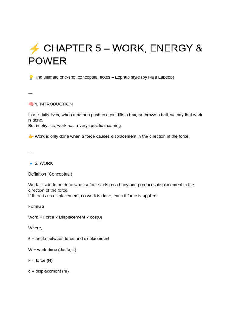 Chapter 5 - Work, Energy & Power | PDF | Force | Potential Energy