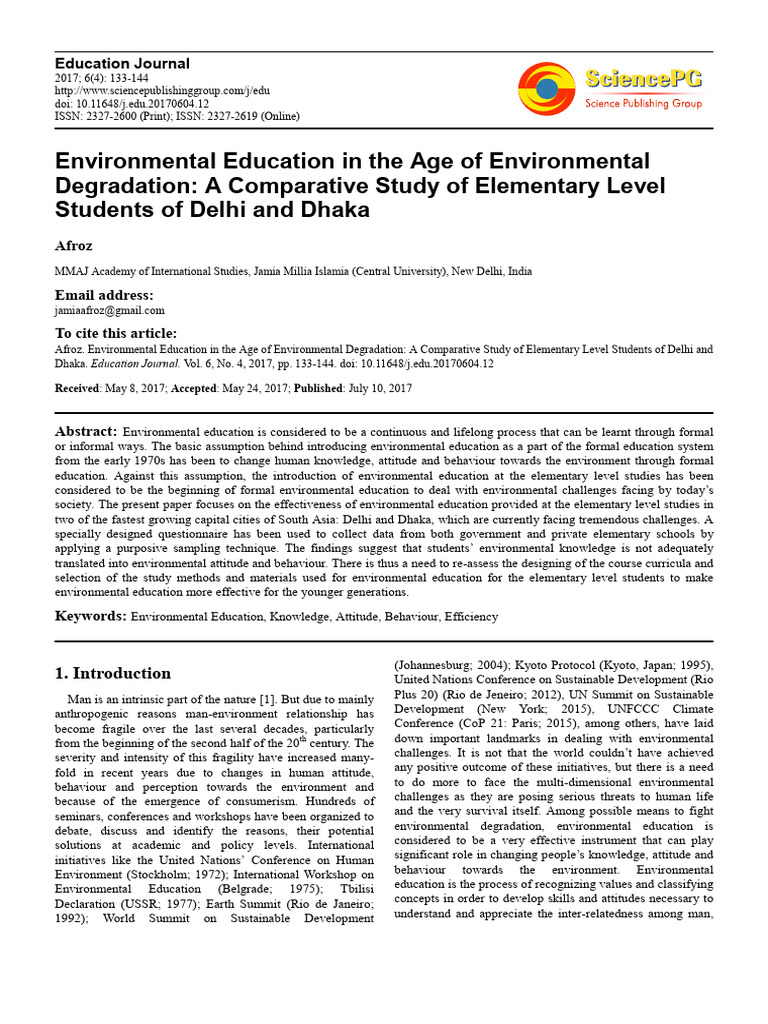 Environmental Education in The Age of Environmenta | PDF | Curriculum ...