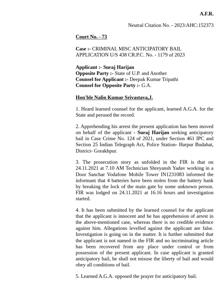 ABAIL(A)_1179_2023 | PDF | Bail | Jurisdiction