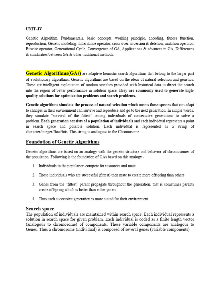 unit4SC | PDF | Genetic Algorithm | Mathematical Optimization
