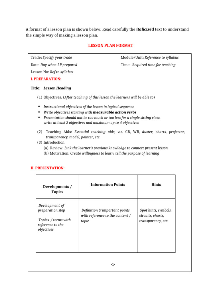 Lesson and Demonstration Plan Format | PDF | Learning | Lesson Plan