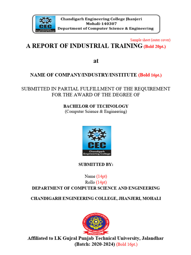 6 Weeks Trainig Report Format - CSE | PDF | Citation | Publishing