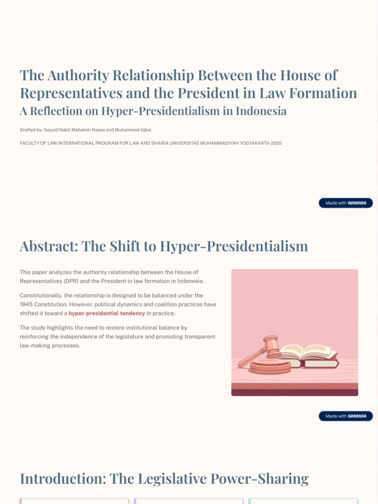 The Authority Relationship Between the House of Representatives and the ...