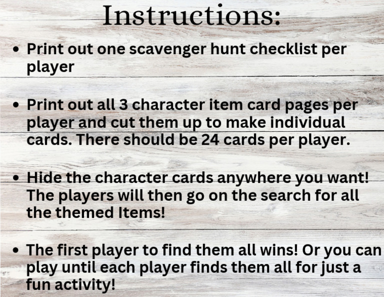 Scavenger Hunt Instructions 24 | PDF