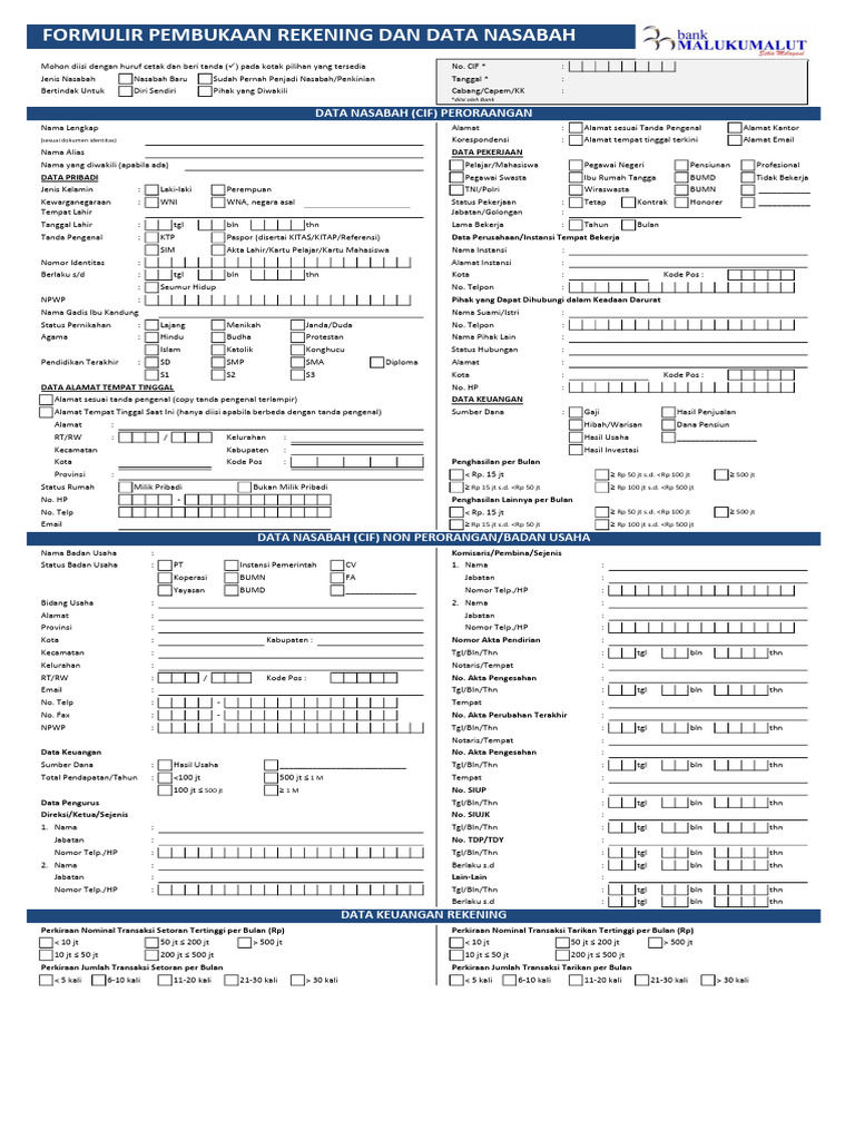 Formulir Pembukaan Rekening BMM | PDF