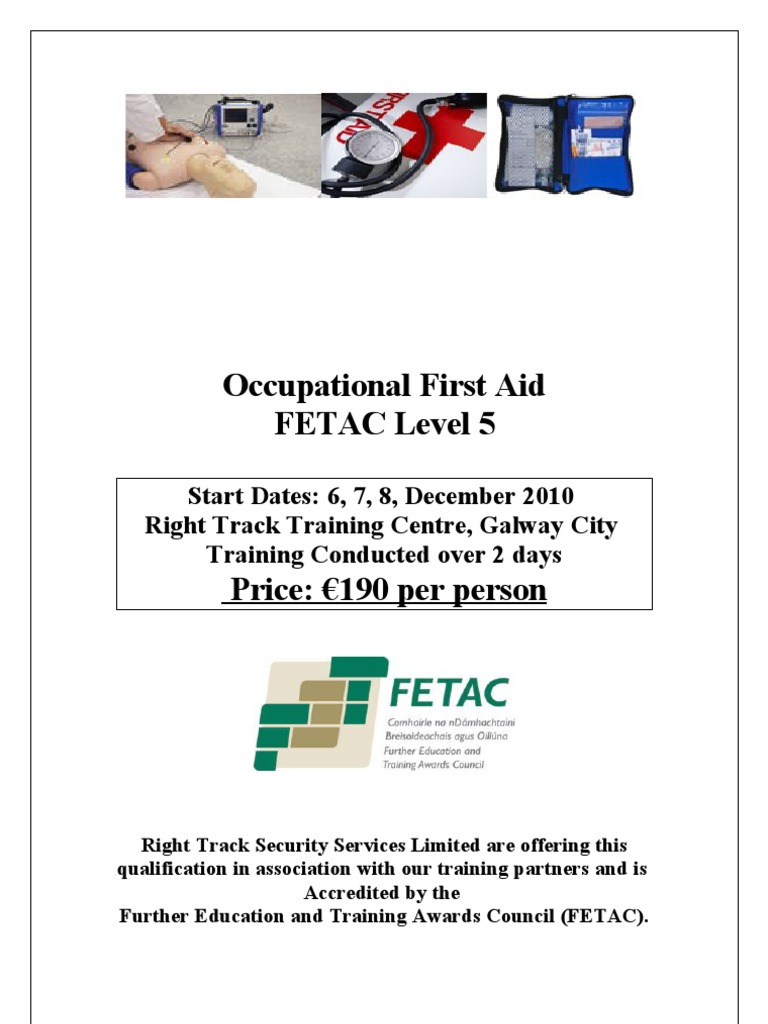 Occupational First Aid - FETAC 5 | PDF | First Aid | Further Education
