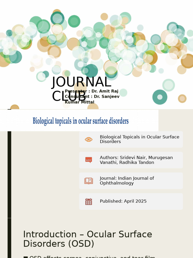 Bilogical Eye Drops in Ocular Surface Final | PDF | Cornea | Blood Plasma