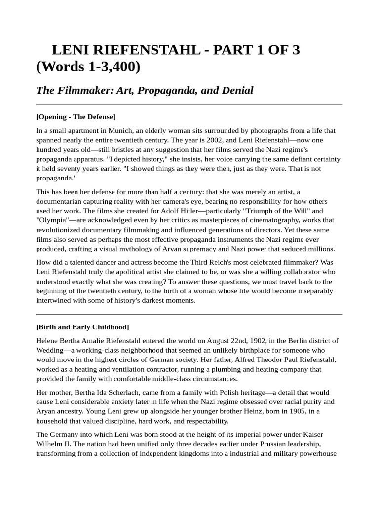 Leni Riefenstahl | PDF | Nazi Germany | Joseph Goebbels