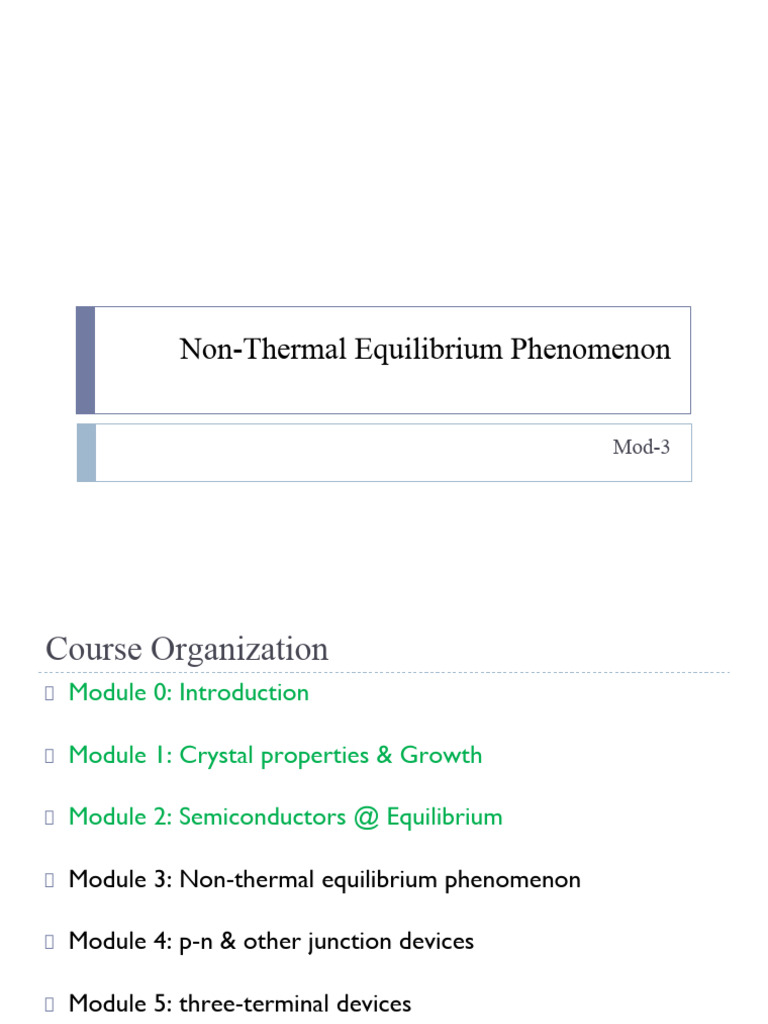 Non-Thermal Equilibrium in Semiconductors | PDF | Electrical ...