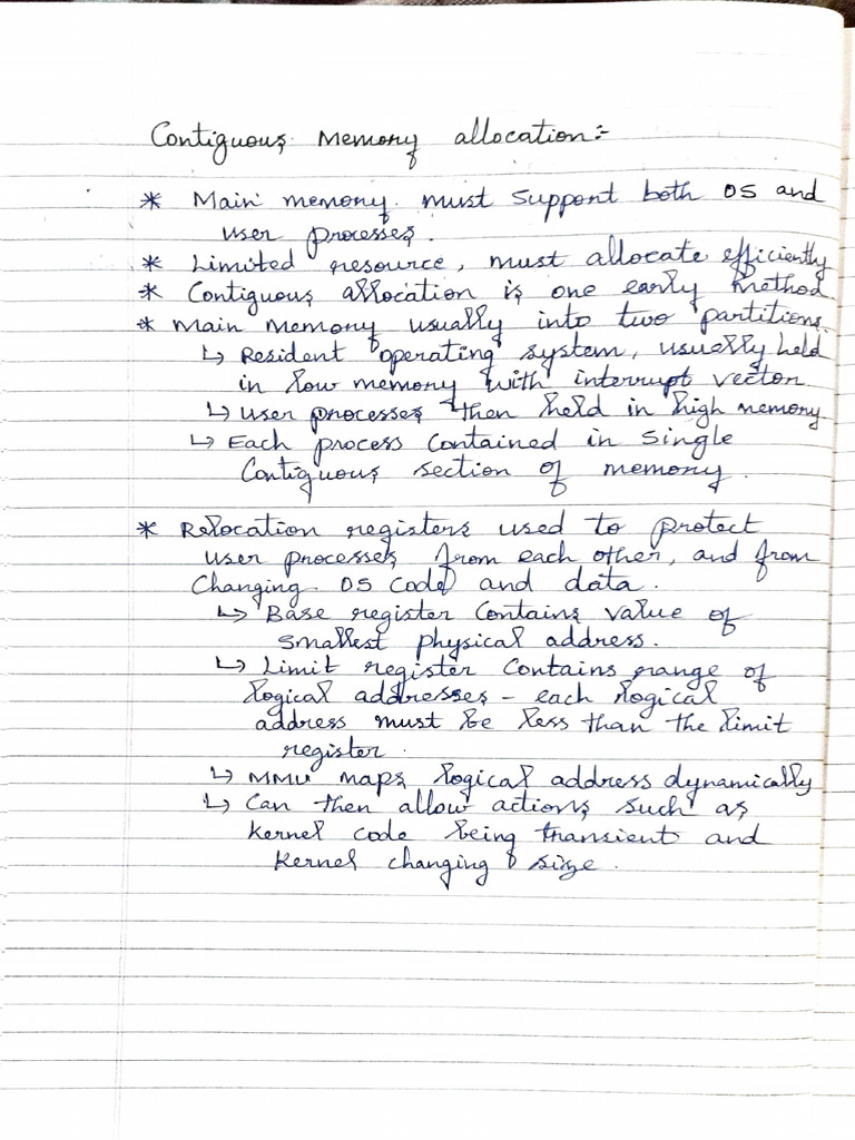 Unit 3- Contiguous Memory Allocation | PDF