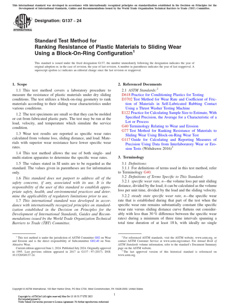 Plastic Wear Resistance Testing Method | PDF | Wear | Coefficient Of ...
