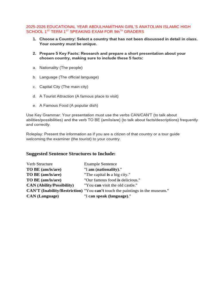 Speaking Exam | PDF