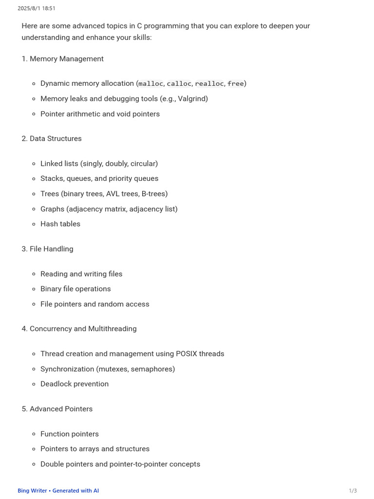 Advanced C Programming Topics Guide | PDF | Pointer (Computer ...