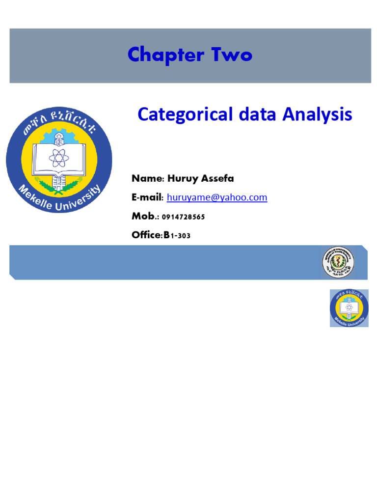 Categorical Data Analysis For Different Study Designs Pdf Chi