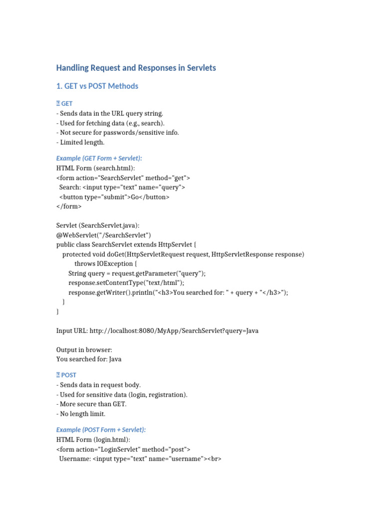 Handling Request Response Servlets | PDF | Software Engineering | Computing