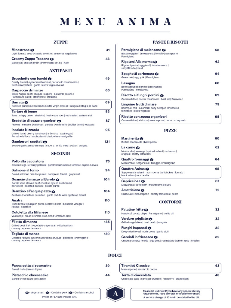 Anima Menu Eng | PDF | Champagne | Pesto