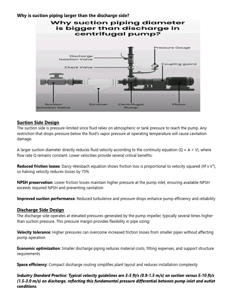 Why Is Suction Piping Larger Than The Discharge Side | PDF