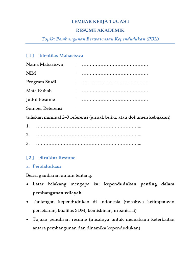 Modul Kerja Tugas Resume PBK | PDF