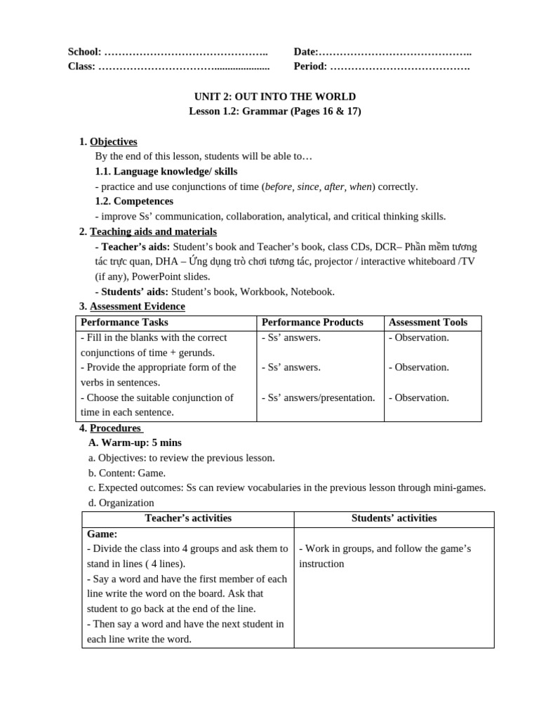Unit 2 - Lesson 1.2 - Grammar - Pages 16 & 17 English 12 | PDF ...