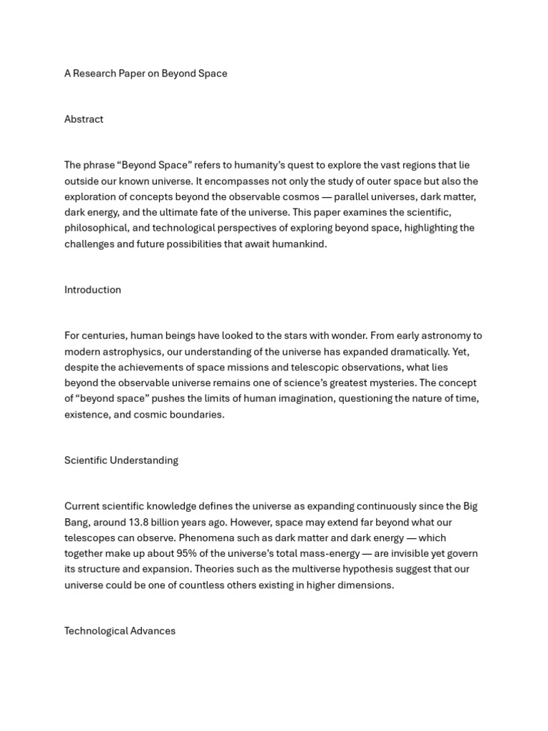 Research Paper On Beyond Space | PDF | Universe | Space