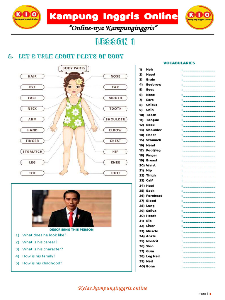 Body Parts and Food Vocabulary Lessons | PDF | Shallot